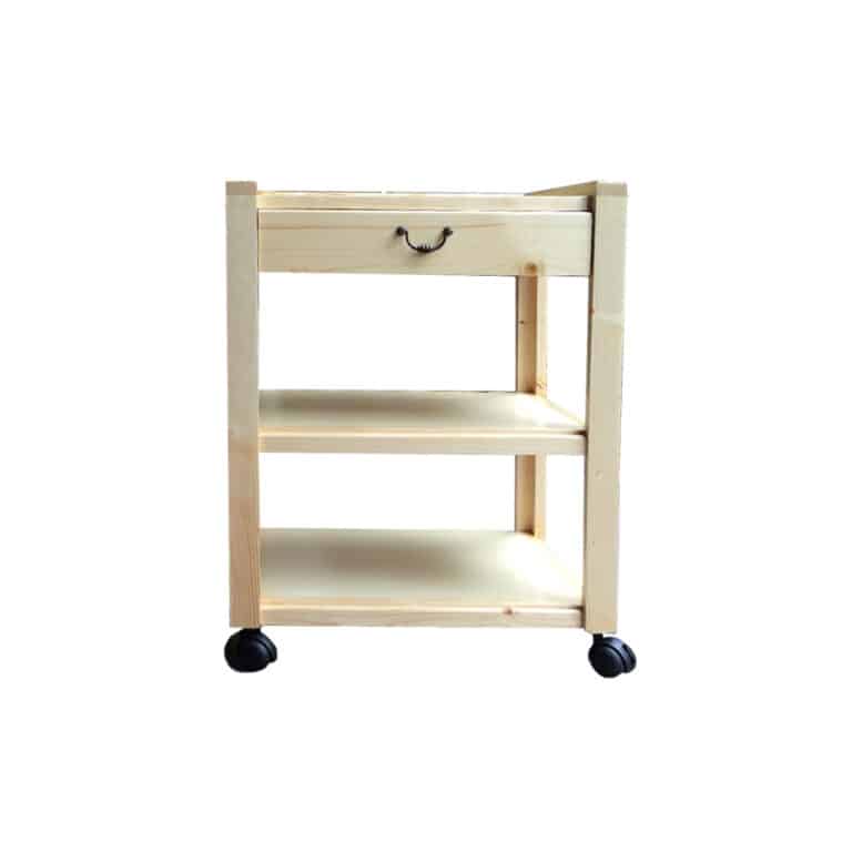 Timber Trolley on Wheel 3 Layers with 2 Drawers (TR3) - Thai Therapy